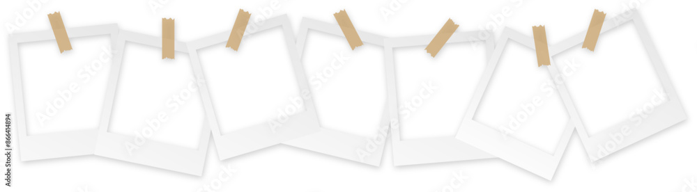Polaroid frame mockup rectangle, square collection. Blank frame border ...