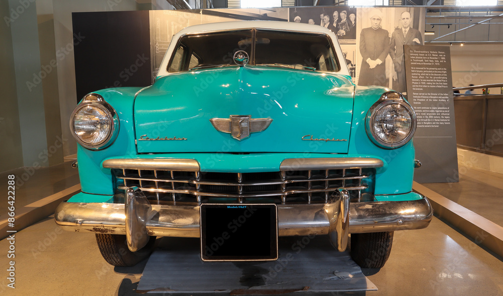 Mysuru, Karnataka, India-April 10 2024; A Front view of a 1947 model ...