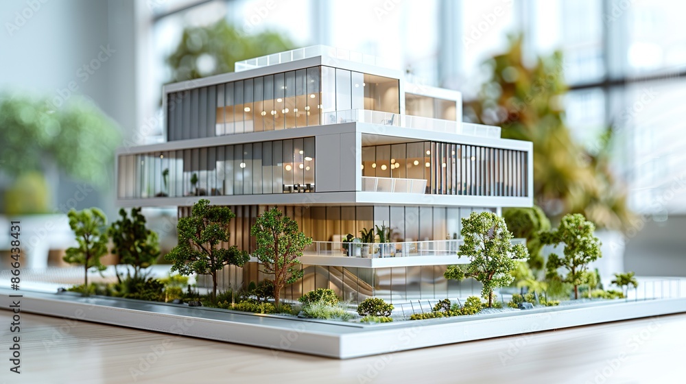 Modern Office Building Model: A model of a modern office building on a ...