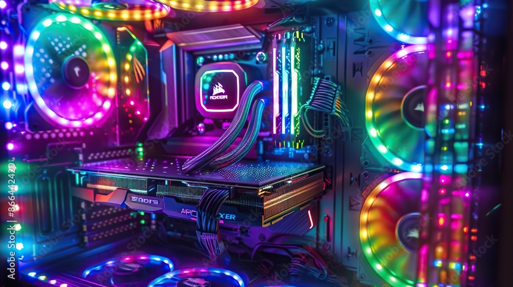 RGB PC with Vertical GPU Mount: An RGB PC build featuring a vertically ...