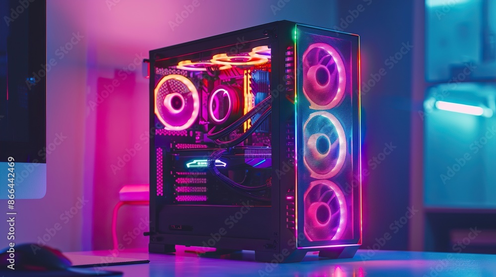 RGB PC with Vertical GPU Mount: An RGB PC build featuring a vertically ...