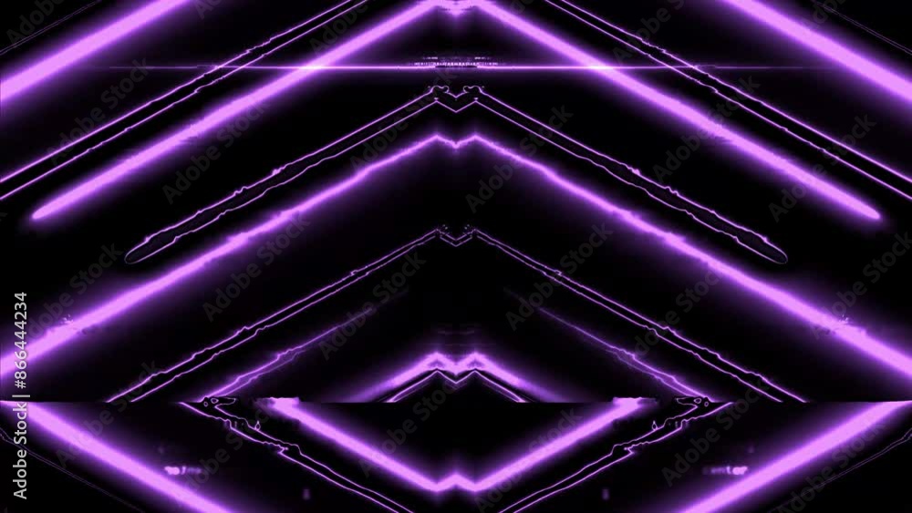 techno stage wall animation with changing color of neon parts on black ...