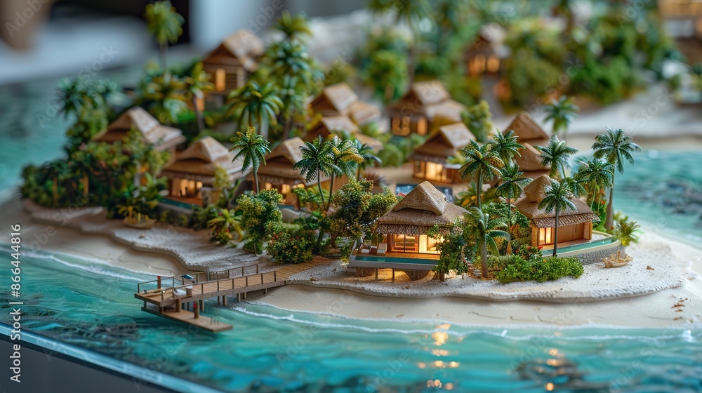 Tiny Island Resort Model: A model of a tiny island resort on a table ...