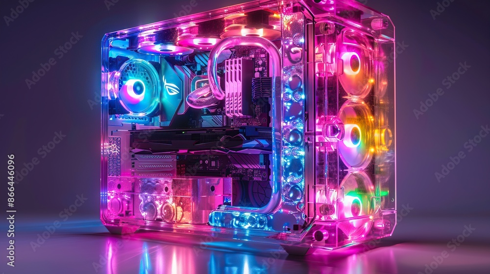 Transparent PC Case with RGB Components: A transparent PC case ...