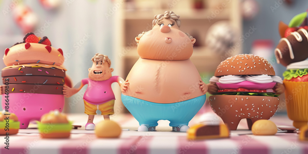 Childhood Obesity: Illustrations showing the progression from unhealthy ...