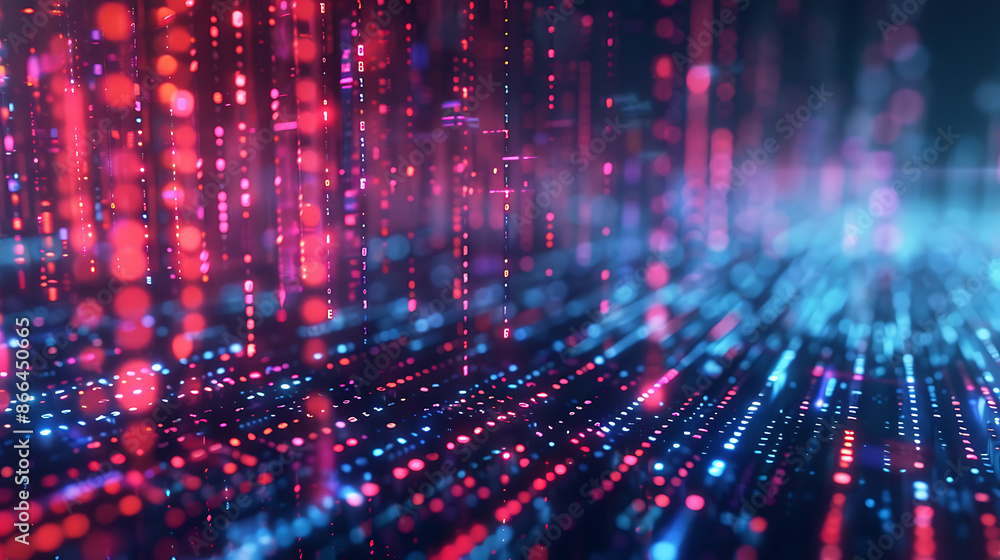 Neon Digital Matrix: A Spectrum of Binary Light Stock Illustration ...