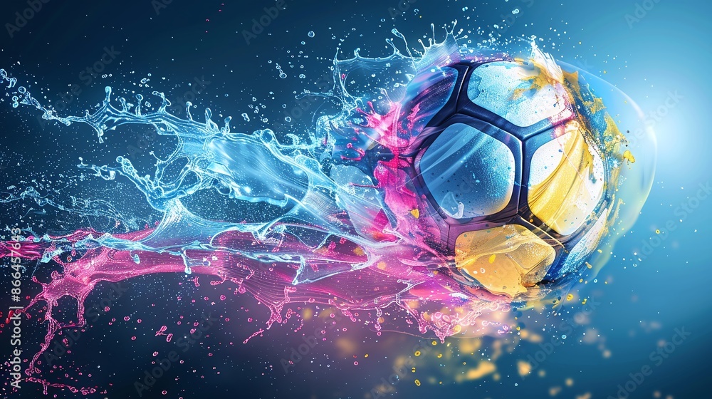 Soccer football ball with paint splash. Sport game abstract concept ...
