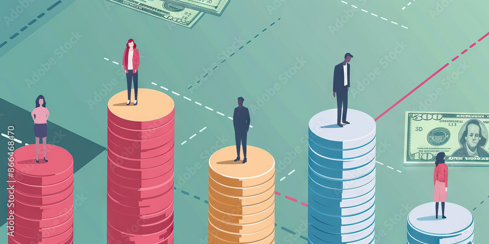 Income Disparity: A visual representation of income inequality, with a ...