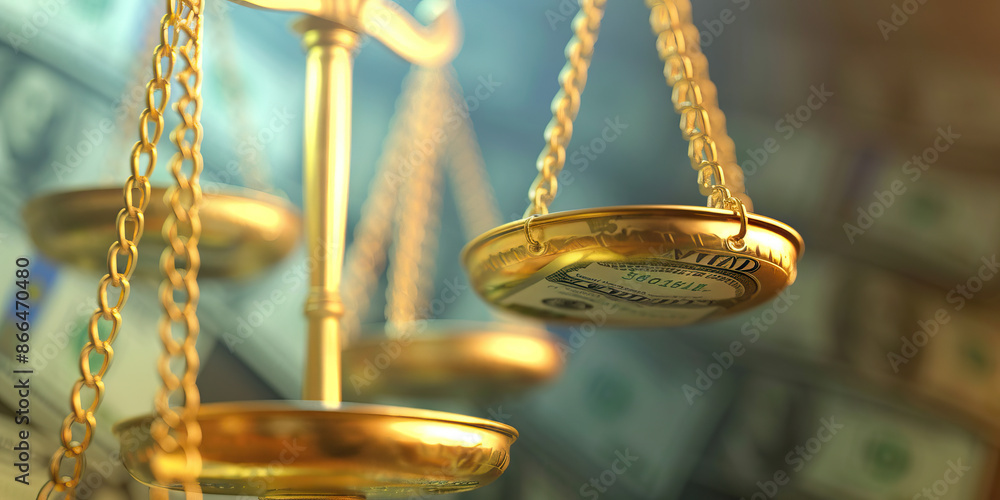 Political Corruption: A symbolic image of a scale with money ...