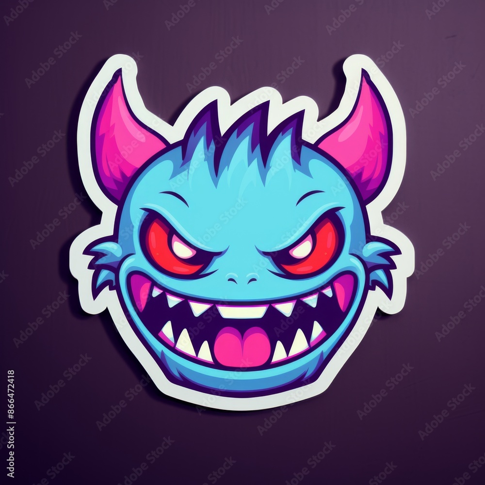 Angry Blue Devil Mascot Sticker. Gaming, Sports, and Esports Logo Stock ...