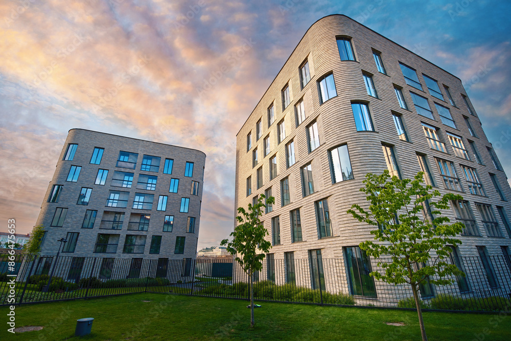 Minsk, Belarus. May 13, 2024. Modern residential building, DEPO QUARTER ...