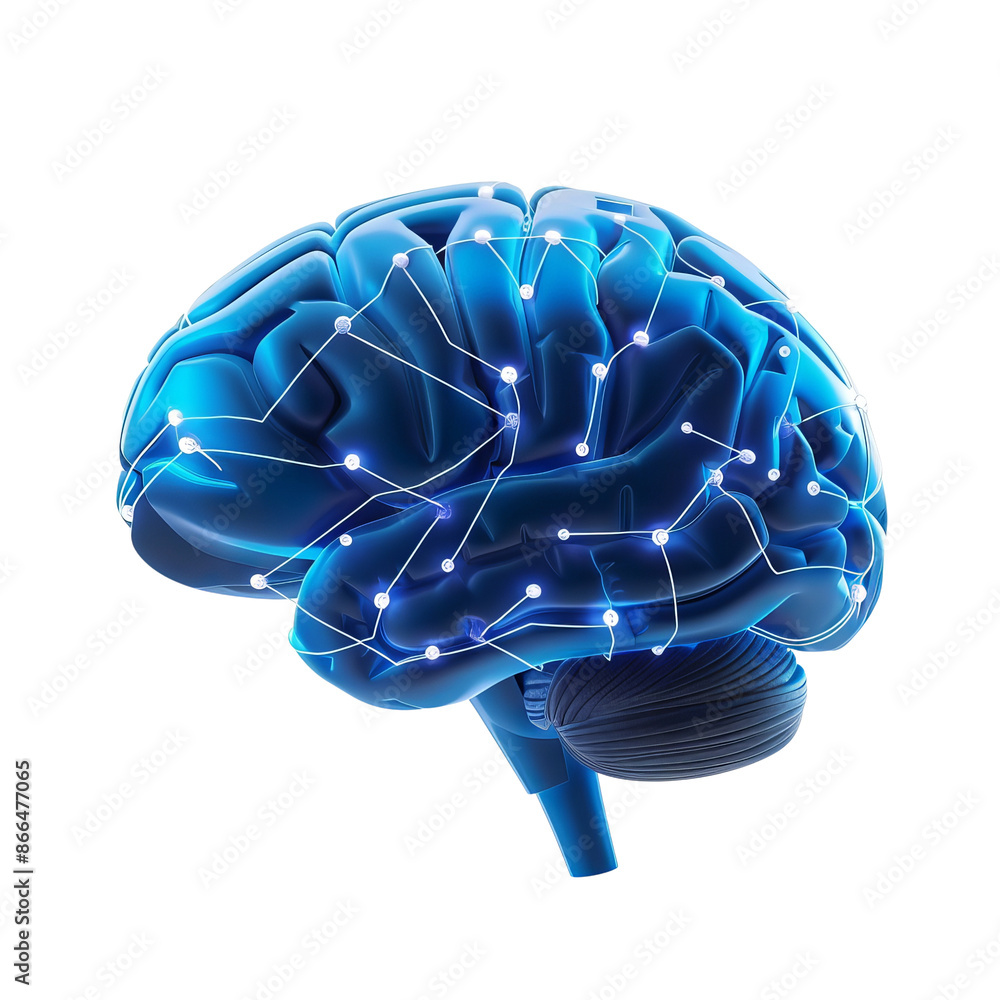 Abstract Digital Representation Of A Brain With Neural Networks And Connections Illustrating