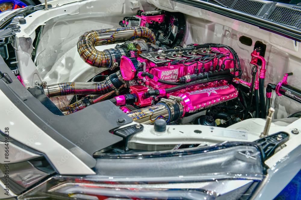 Thailand - June 28,2024: Details of Modification turbo car engine in ...