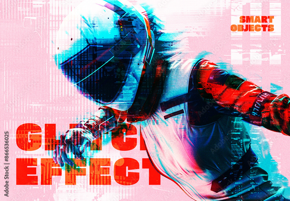 Glitched Distort Photo Effect Mockup With Generative Ai Stock Template Adobe Stock