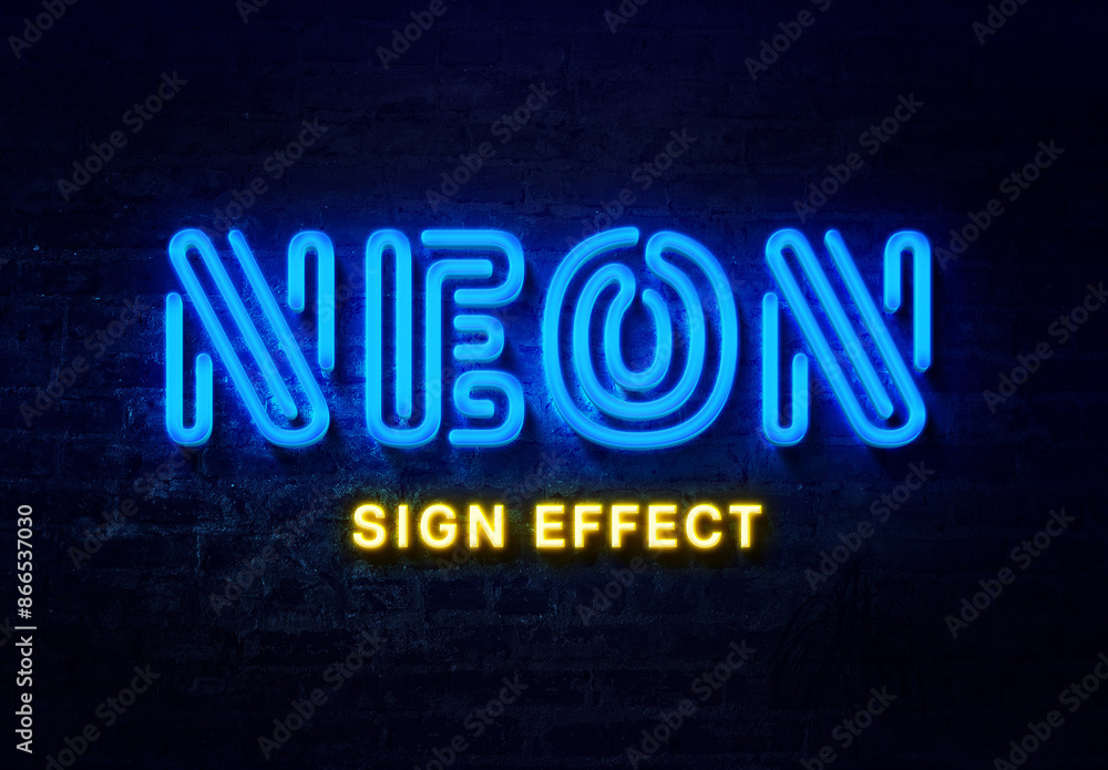 Neon Sign Text Effect Mockup Stock Template | Adobe Stock