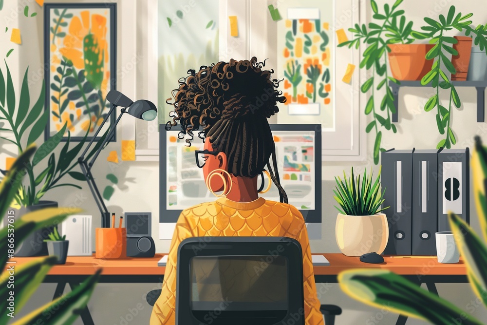 Female graphic designer working at the office, Empowering Creativity ...