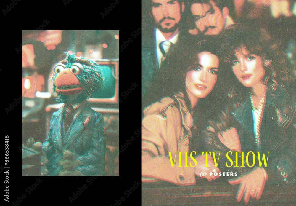 VHS TV Show Poster Photo Effect Mockup Stock Template | Adobe Stock