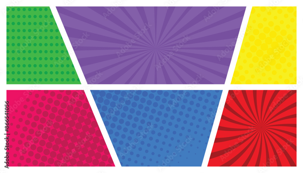 Empty superhero comic book page template, comic vintage vector ...