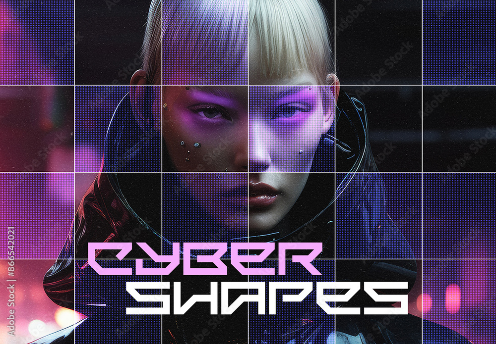 Cyber Shapes Photo Effect Mockup Stock 템플릿 | Adobe Stock