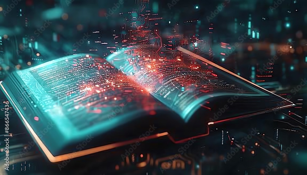 Futuristic digital book for education, modern design, AI generated ...