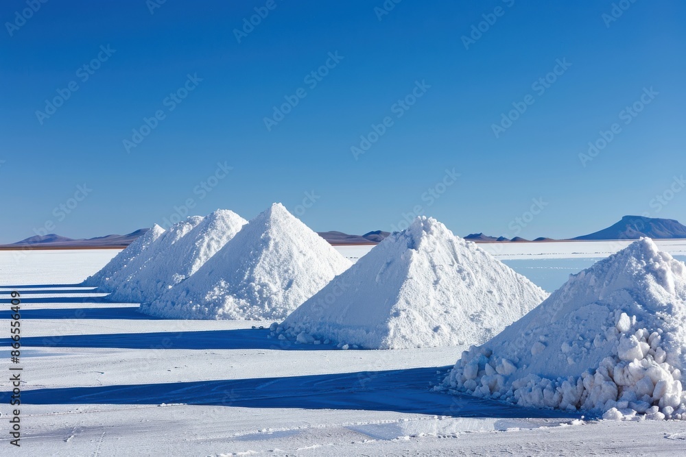 Gorgeous panorama of white salt mounds at the vast salar de uyuni under ...