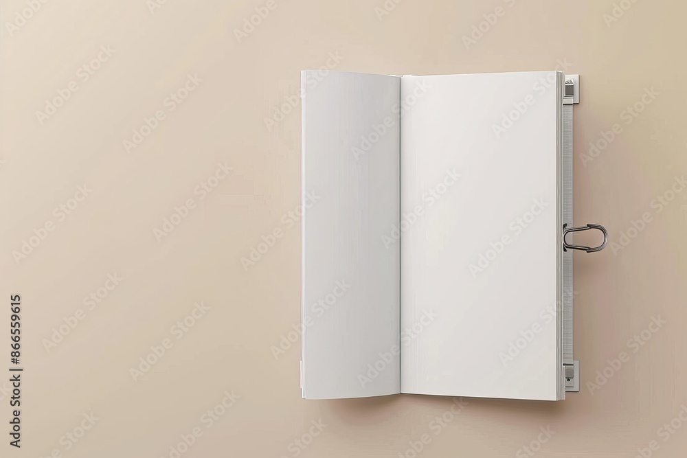 Top view of a blank white ring binder folder design mock up. Self ...