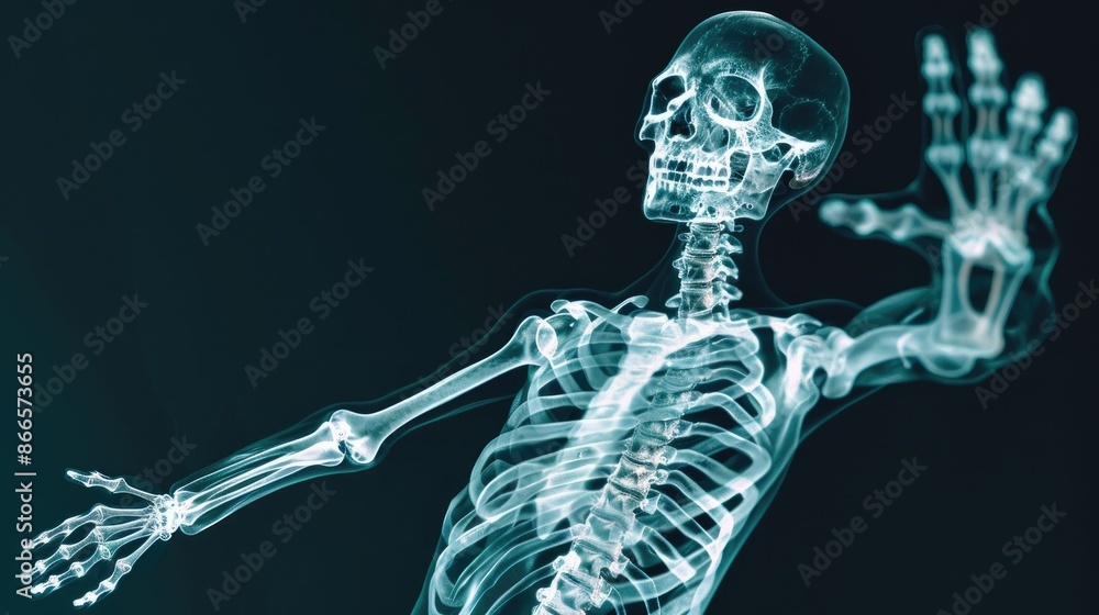 Delve into anatomy: A detailed X-ray image showcases the human skeleton ...