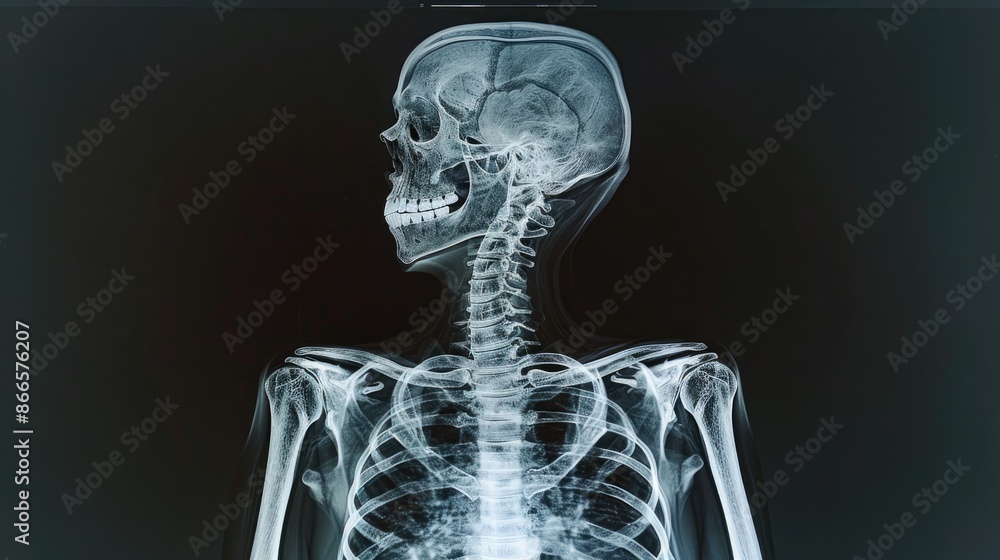 Delve into anatomy: A detailed X-ray image showcases the human skeleton ...