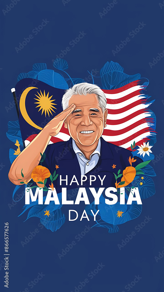 Malaysia Day, Hari Merdeka, Traditional Attire and Flag Design with ...