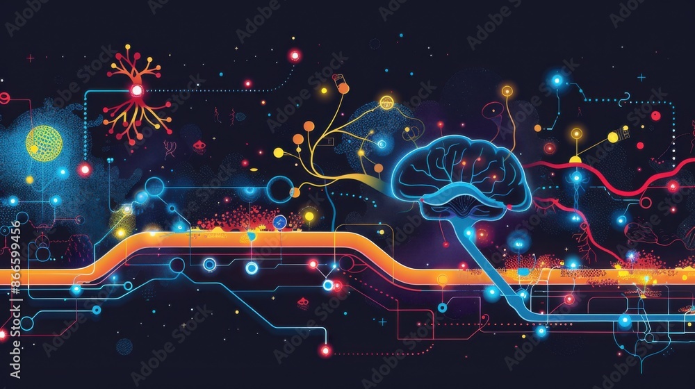 Illustrated diagrams showing how neurotransmitters like dopamine and ...