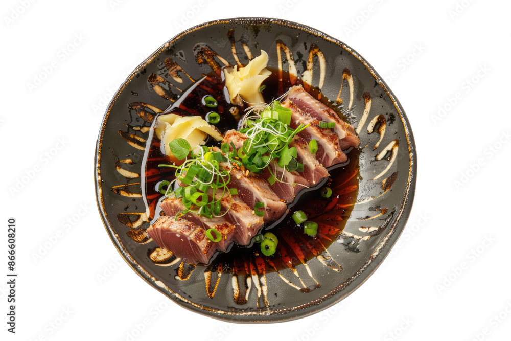 Katsuo tataki seared bonito with sauce isolated on transparent ...
