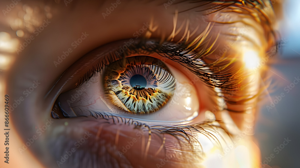 Foto de Impact of Light Pollution on Health: Close-Up of Dilated Human ...