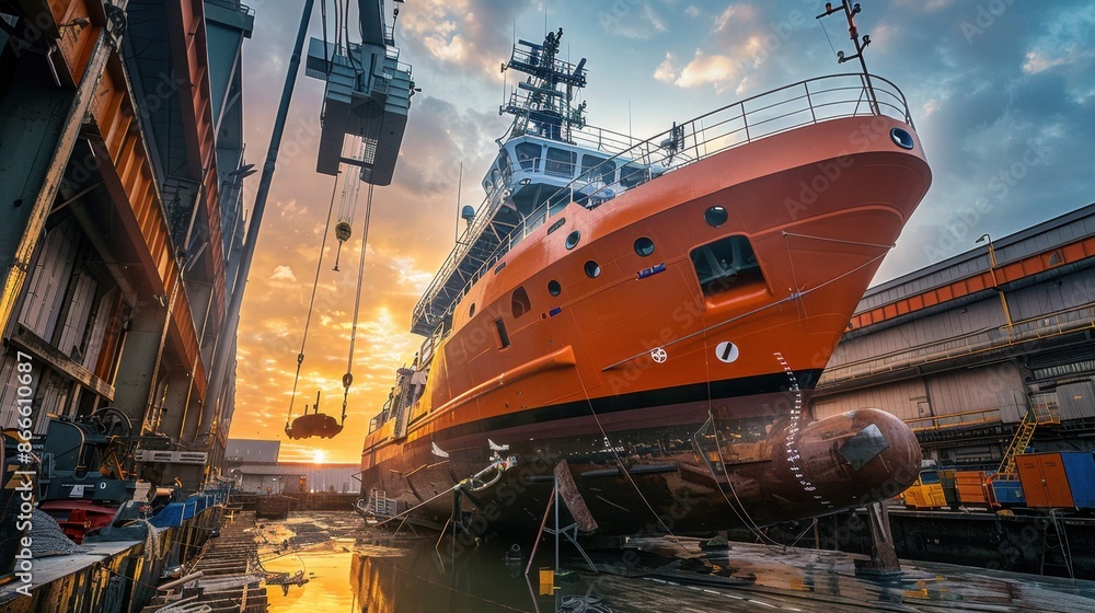 A specialized vessel for offshore oil rig maintenance being built ...