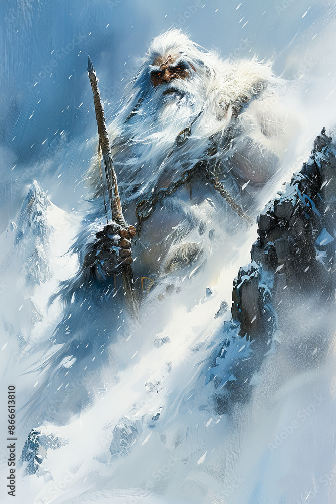 Frost Giant. Generated image. A digital illustration of a painting of ...