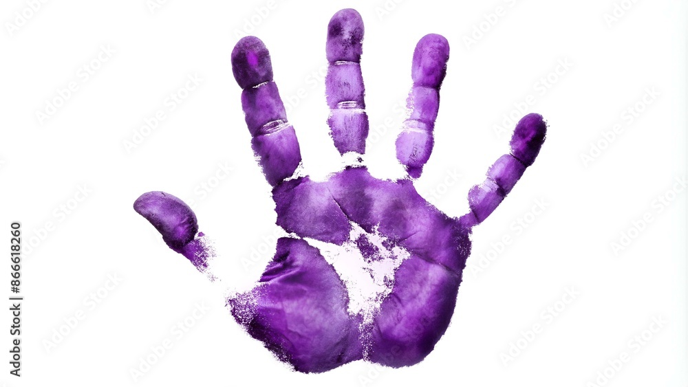 violet handprint, depicting the idea of to stop violence against Stock ...