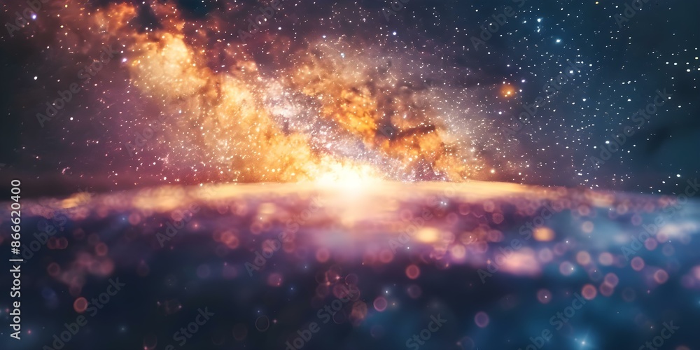 Milky Way Galaxy in Motion A Sunset View Across the Universe. Concept ...