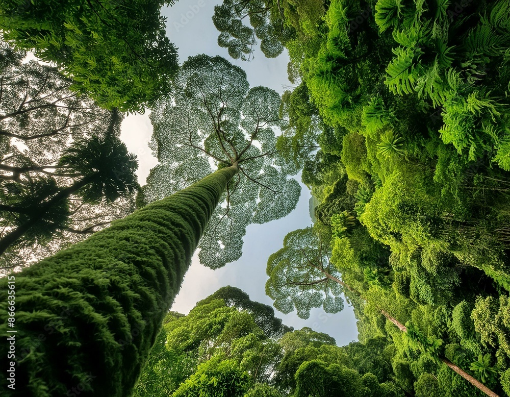 Ultra realistic photo of amazon canopy viewed as if one were lying on ...