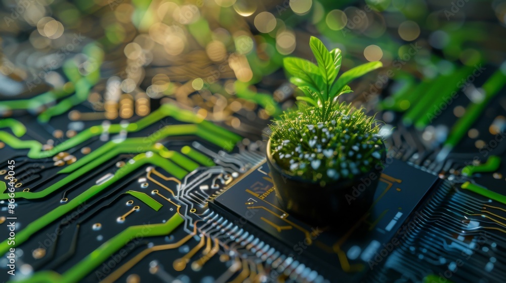 Innovative Green Technology: AI-Generated Chip Pot with Grass and ...