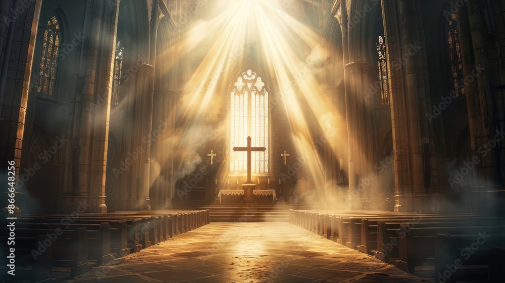 Sacred sanctuary: Heavenly light streams through cathedral windows ...