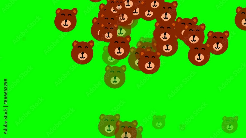 Cute head bear animation on green screen background Stock Video | Adobe ...