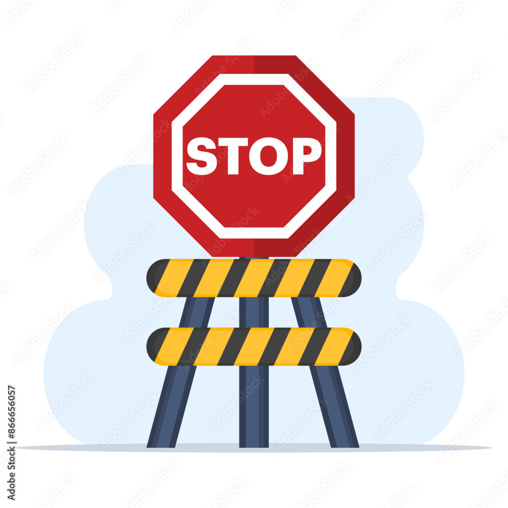 Barrier concept with stop sign, Protective road barrier with yellow ...