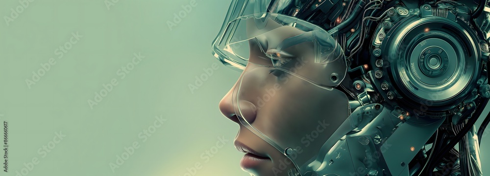 3. Generate an image of a humanoid head designed with artificial ...