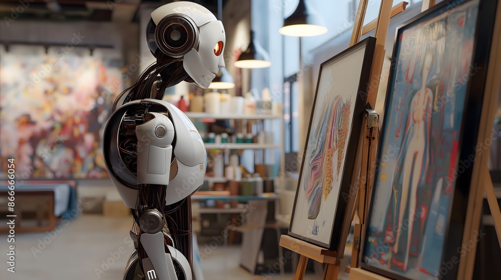 2. Design a conceptual image of an AI-powered humanoid robot in an art ...