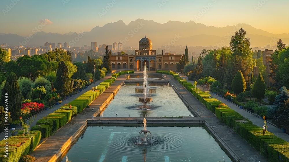 The historic city of Tehran, Iran, known for its Persian gardens and ...