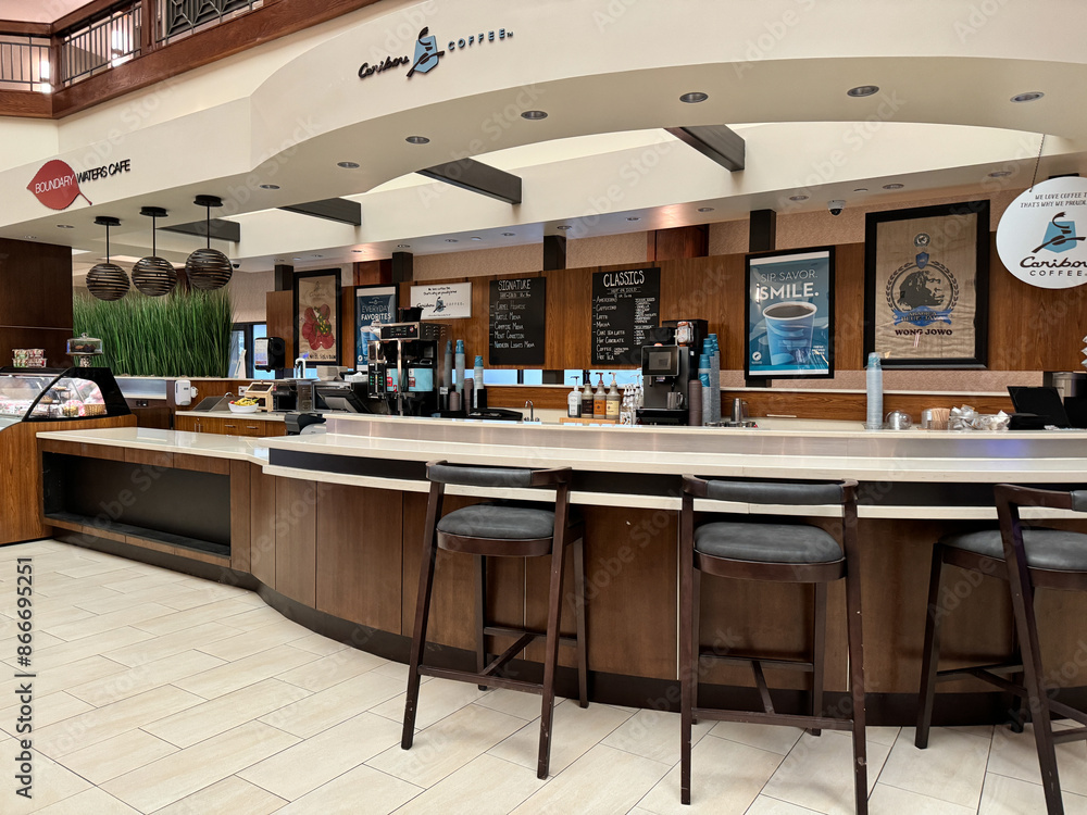 Brooklyn Park, Minnesota - June 6, 2024: A Caribou Coffee cafe inside ...