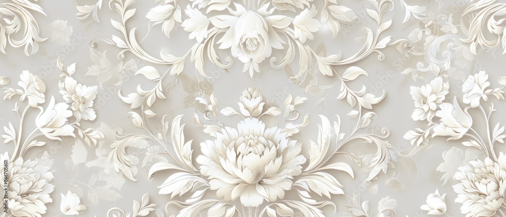 white floral pattern takes center stage in this stunning French vintage ...