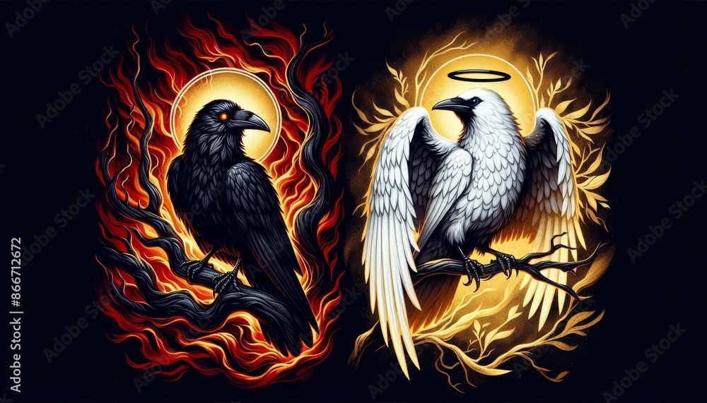 Black and White Ravens, Symbolic of Darkness and Light - A black raven ...