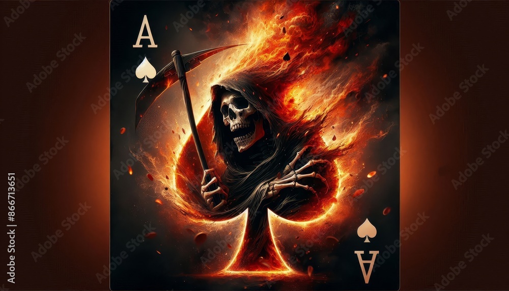 Ace of Spades with Burning Grim Reaper - An illustration of the Ace of ...