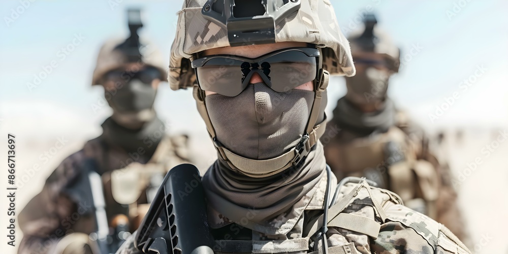 US Navy special forces soldier and US Marine Corps in desert mission ...