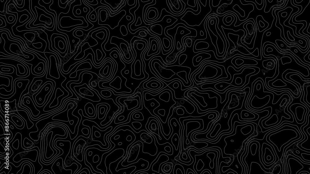 Gray outline topographic contour map abstract tech motion graphic ...